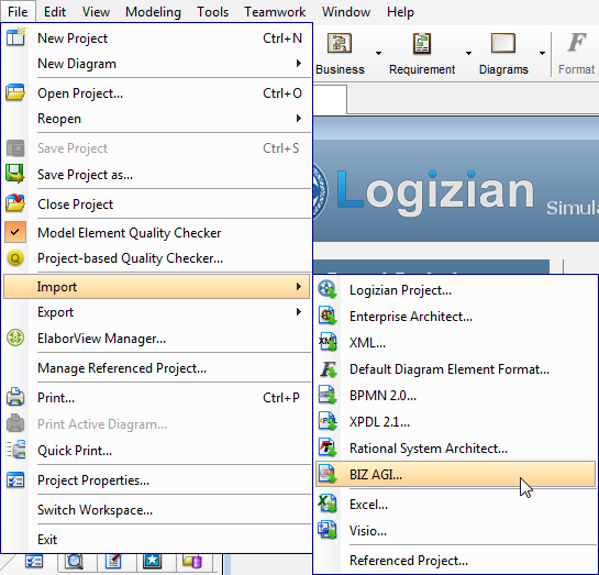 Import BPD from Bizagi
